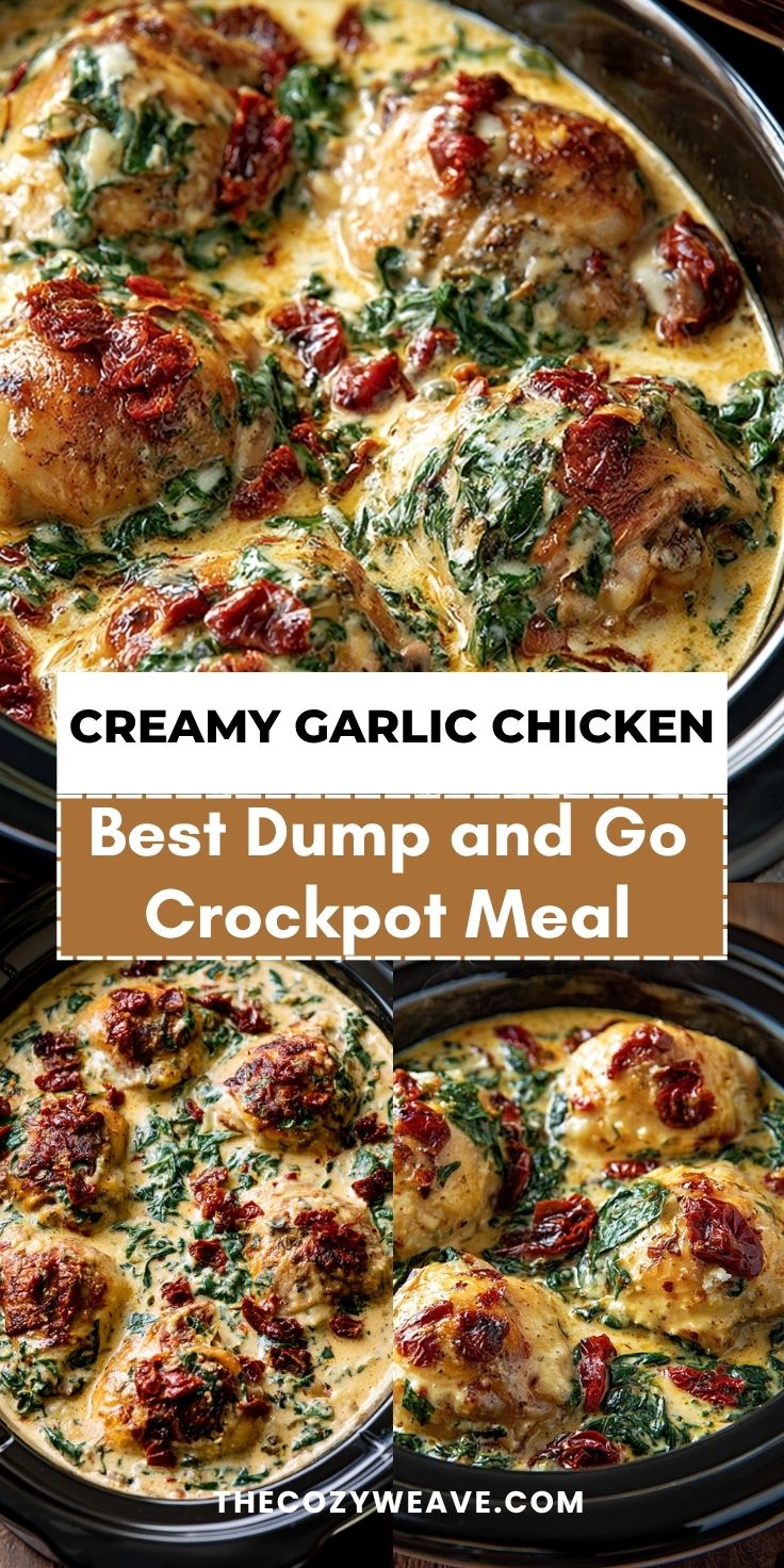 Creamy Tuscan Garlic Chicken Thighs, Easy Crockpot Meal Dump and Go ...
