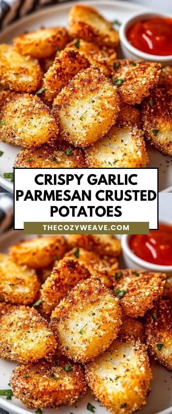Crispy Garlic Parmesan Crusted Potatoes - Thecozyweave