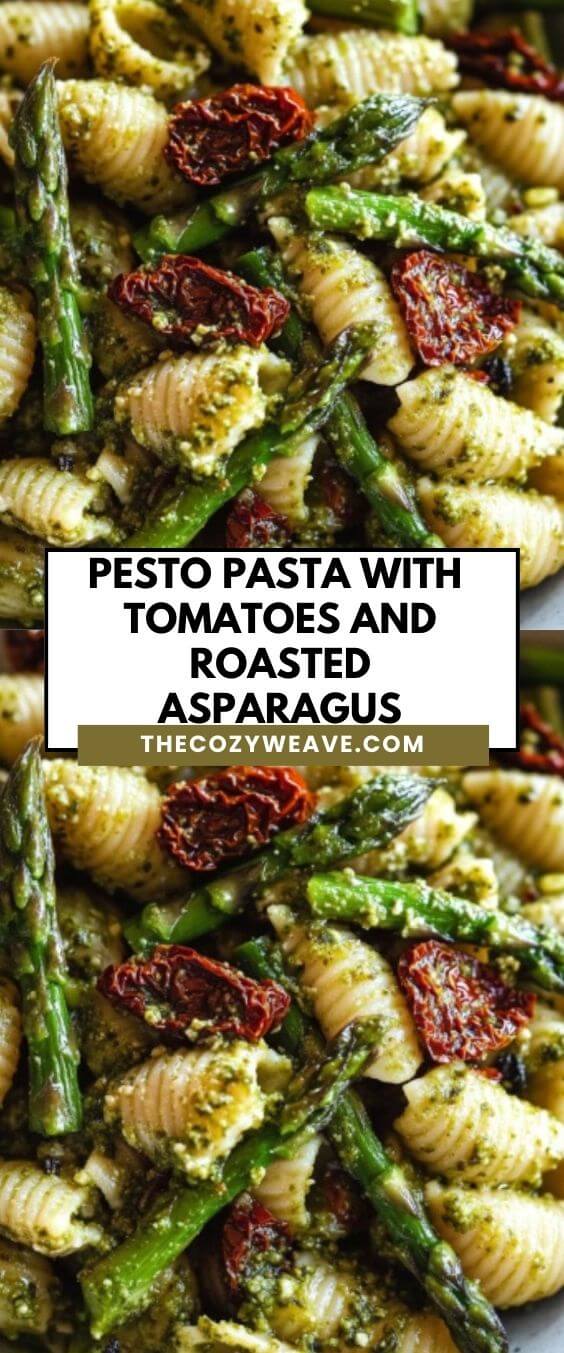 Pesto Pasta with Tomatoes and Roasted Asparagus - Thecozyweave