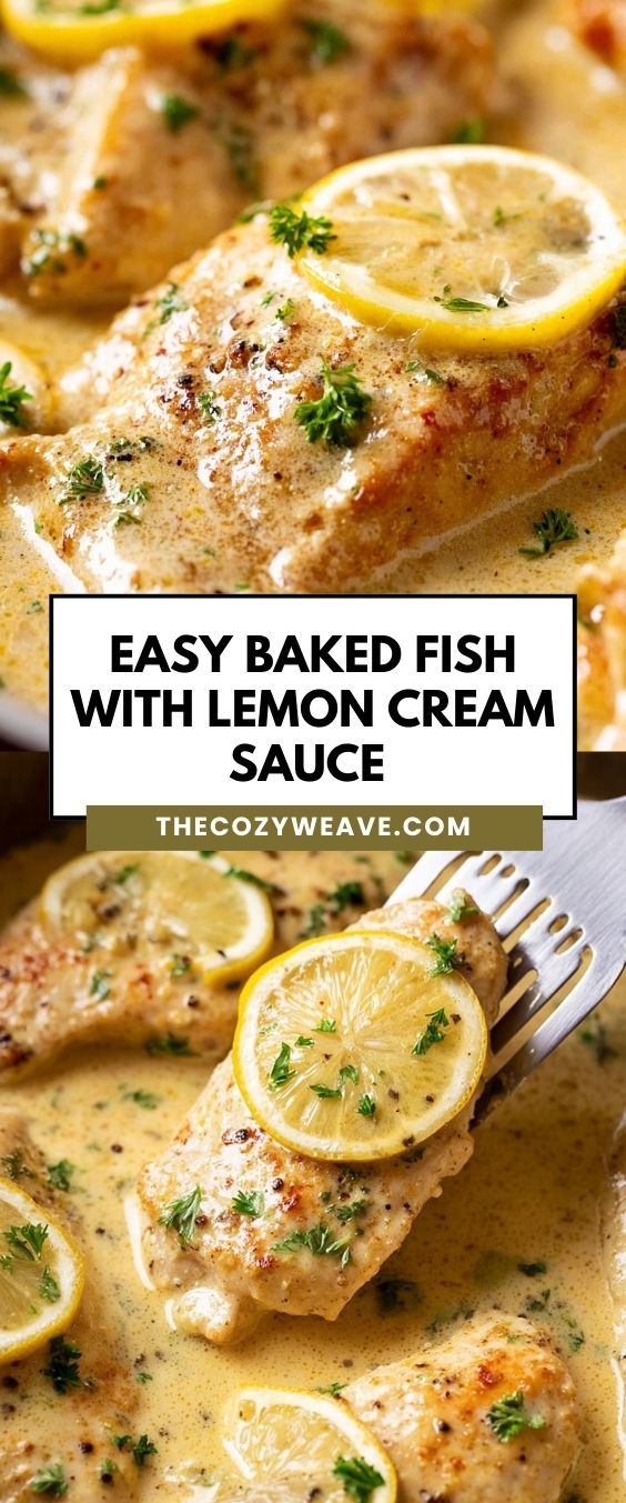 Easy Baked Fish with Lemon Cream Sauce (One-Dish Meal) - Thecozyweave