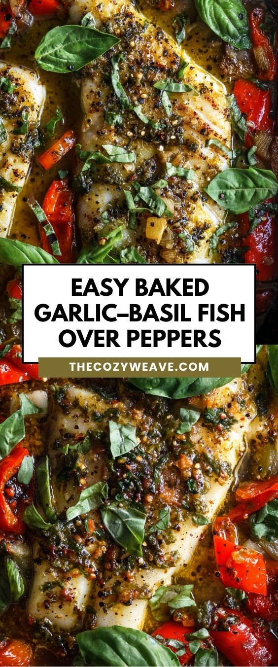 Easy Baked Garlic–Basil Fish Over Peppers - Thecozyweave
