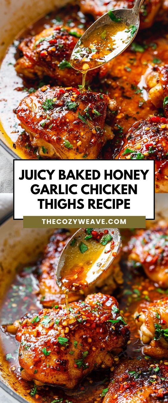 Juicy Baked Honey Garlic Chicken Thighs Recipe - Thecozyweave