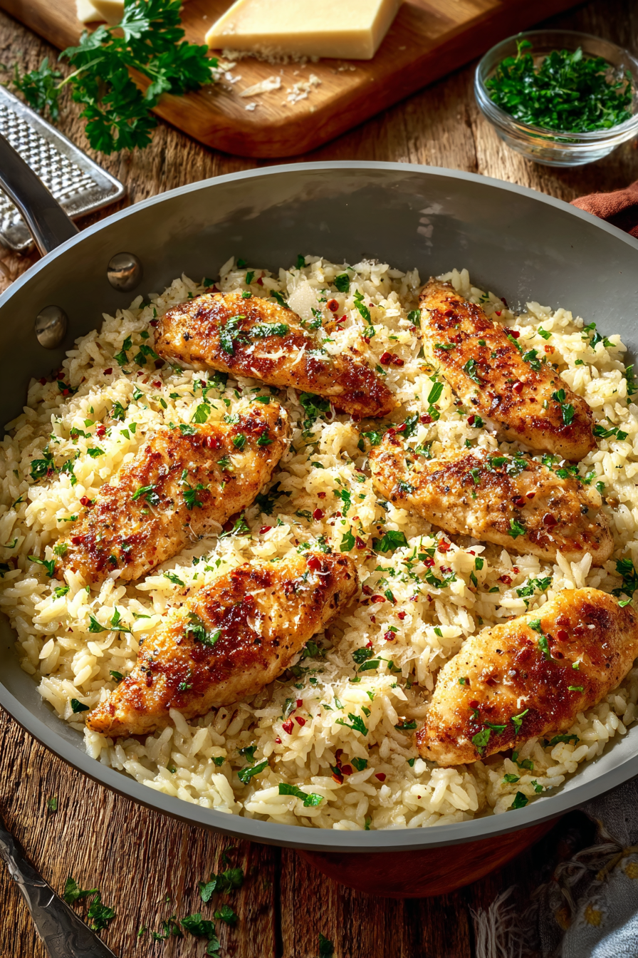 The Best Chicken Scampi with Garlic Parmesan Rice - Thecozyweave